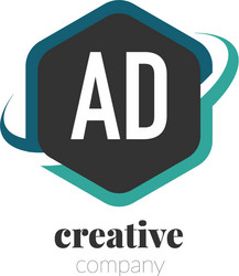 Initial letter ad colorful hexagonal logo Vector Image