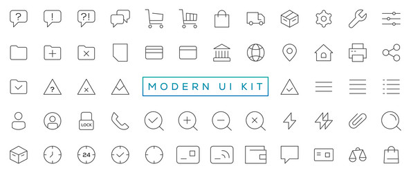 Modern ui kit - shopping and ecommerce icons set Vector Image