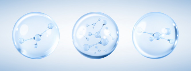 Molecule inside bubble on blue background Vector Image
