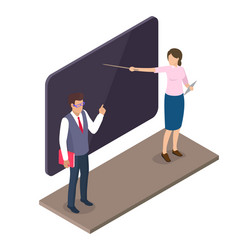 Female teacher standing near of blackboard Vector Image