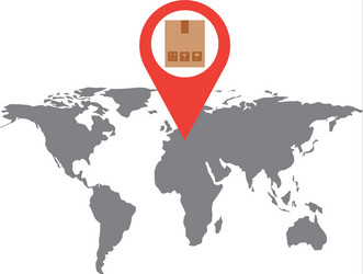 World map with pin location box Royalty Free Vector Image