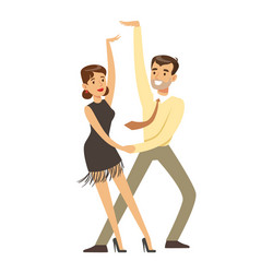 Young couple dancing boogie woogie dance colorful Vector Image