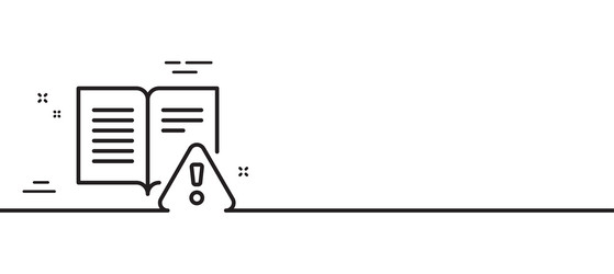 Instruction manual line icon warning book sign Vector Image
