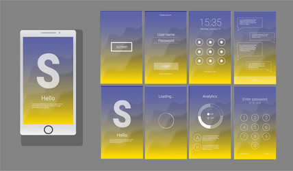 Modern ui gui screen design Royalty Free Vector Image