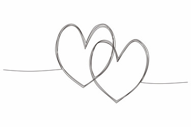 Two linked heart continuous one line drawing Vector Image