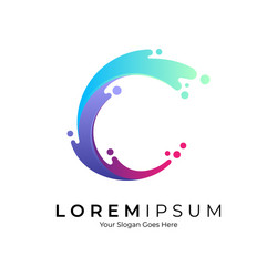 Letter c splash logo Royalty Free Vector Image