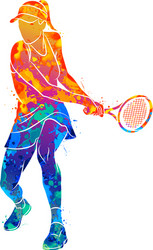 Abstract tennis player with a racket from splash Vector Image
