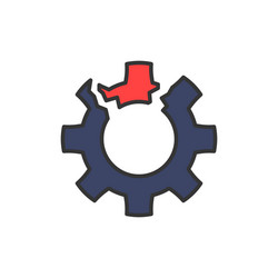 Broken cog icon color line outline sign linear Vector Image