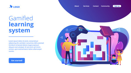 Educational game concept landing page Royalty Free Vector