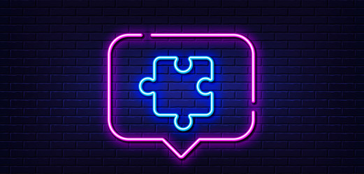 Puzzle piece line icon jigsaw game shape sign Vector Image