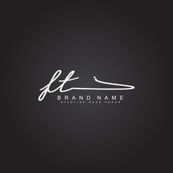 Handwritten signature logo for initial letter tf Vector Image