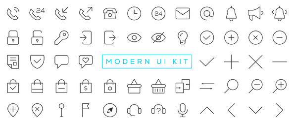 Modern ui kit - shopping and ecommerce icons set Vector Image