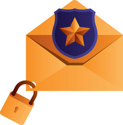 Open letter with shield and window isolated icons Vector Image