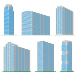 Set of six modern high-rise building Royalty Free Vector