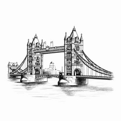 Tower bridge hand-drawn comic tower bridge Vector Image