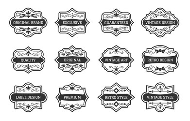 Vintage label set retro frame price tag sticker Vector Image