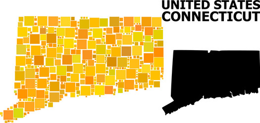 Gold map of connecticut state Royalty Free Vector Image