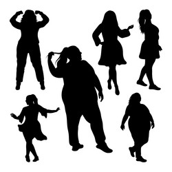 Fashionable plus size woman silhouettes Royalty Free Vector