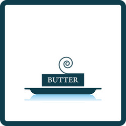 Butter margarine icon brick of on plate Royalty Free Vector