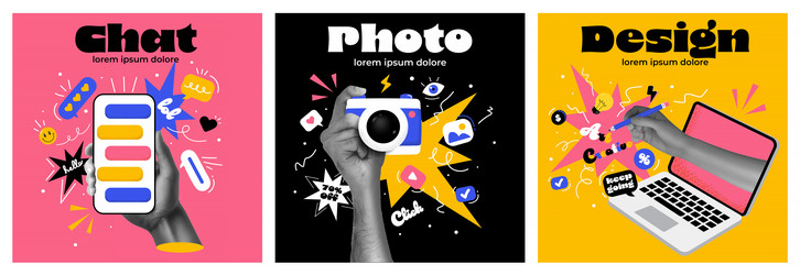 Collage poster design - creative art Royalty Free Vector