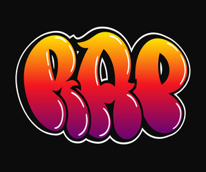 Rap word trippy psychedelic graffiti style letters