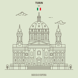 Drawing sketch basilica superga turin Royalty Free Vector
