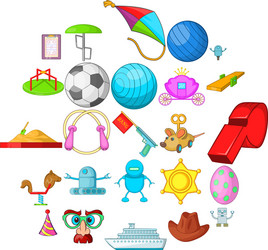Funny game icons set cartoon style Royalty Free Vector Image