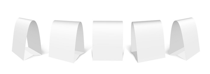 White tiangle table tent plastic or paper template