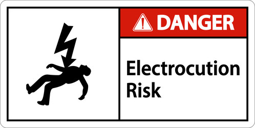 Danger electrocution risk sign on white background
