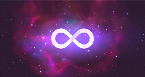 Infinity symbol on space background mystical Vector Image