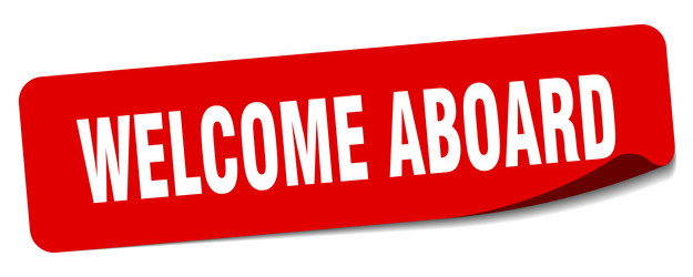 Welcome aboard sticker welcome aboard label Vector Image