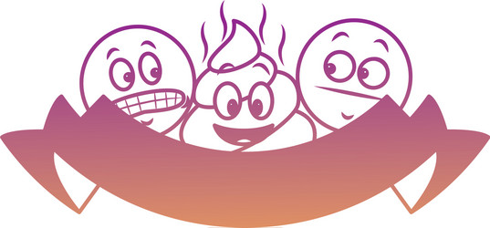 Chat emoticons with ribbon banner scribble Vector Image