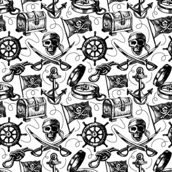 Hand drawn pirate seamless pattern Royalty Free Vector Image