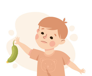Little boy character showing dislike and disgust Vector Image