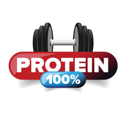 Whey protein sign red label Royalty Free Vector Image