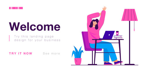 Happy employee taking break from work Royalty Free Vector