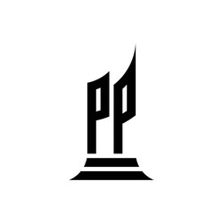 Pp monogram shield shape style Royalty Free Vector Image