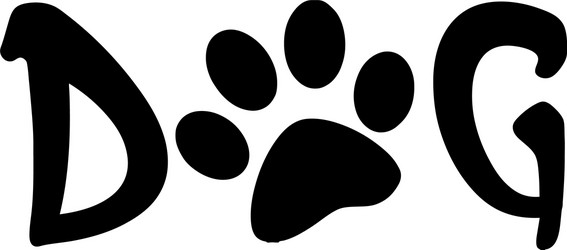 Paw print in the word dog Royalty Free Vector Image