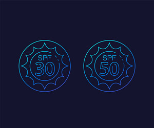 Spf 50 icon with a sun uv protection Royalty Free Vector