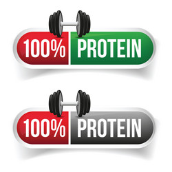 Whey protein sign red label Royalty Free Vector Image