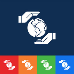 Hands lifting world planet earth flat style design