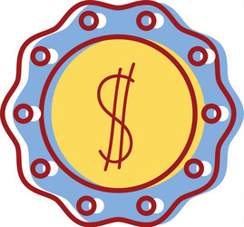 Grayscale metal emblem money sign design Vector Image