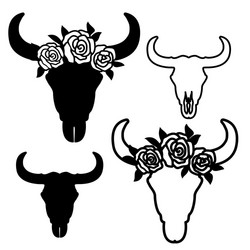 Cow skull with traditional aztec ornament Vector Image