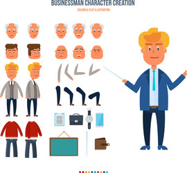 Cartoon male character constructor flat animated Vector Image