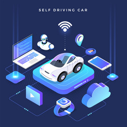Autonomous car self driving technology Royalty Free Vector