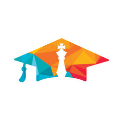 Graduation chess knight logo design Royalty Free Vector