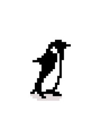 Pixel sitting penguin image for 8 bit game assets Vector Image