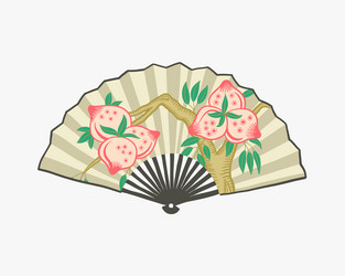 Red traditional hand fan with decorative patterns Vector Image