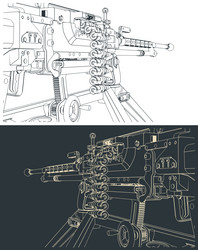 Heavy machine gun blueprints Royalty Free Vector Image