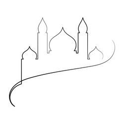 Islamic mosque line art drawing Royalty Free Vector Image